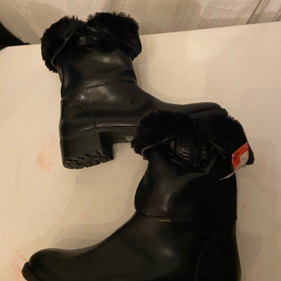 Laura Scott | Shoes | Laura Scott Black Leather Ankle Boots Fur Lined 7 ...